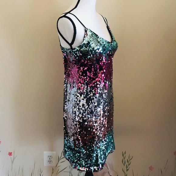 Express | Dresses | Nwt Express Gradient Sequin Cami Mini Slip Dress ...
